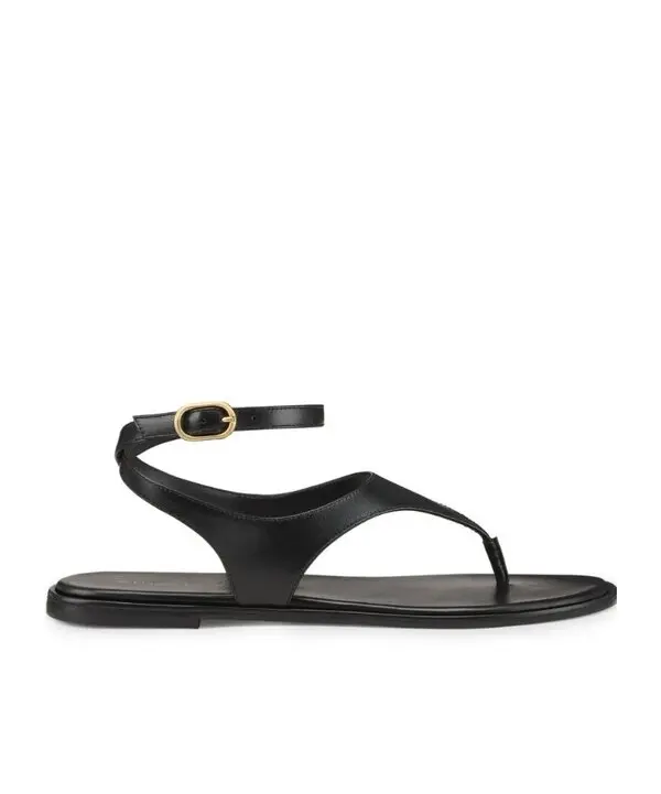 STUART WEITZMAN Marley Flat Thong Sandal With Adjustable Ankle Strap - Black