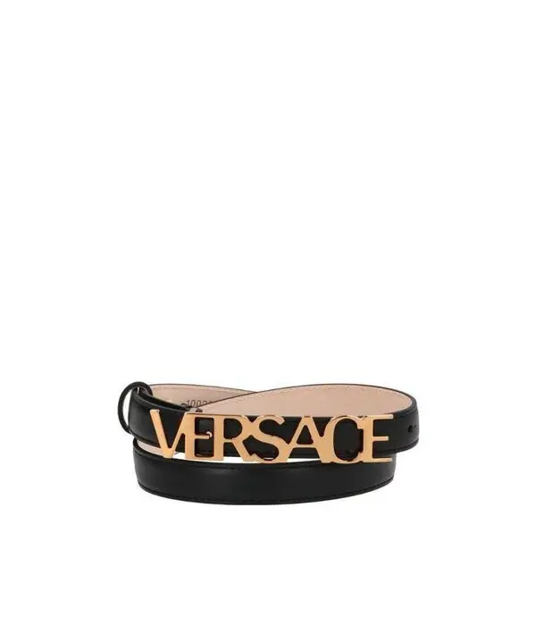 Versace Logo Plaque Buckle Belt - Black