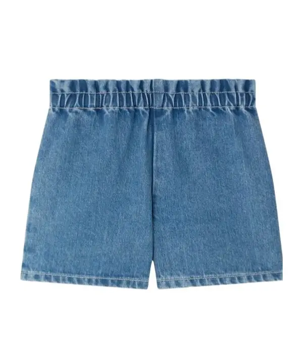 Bonpoint Elasticated Waist Denim Shorts With Cherry Embroidery