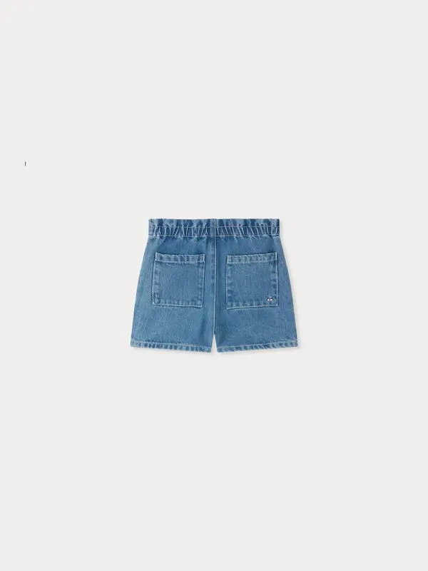 Bonpoint Elasticated Waist Denim Shorts With Cherry Embroidery