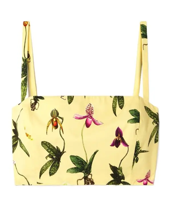 Oscar De La Renta Floral Print Cropped Top