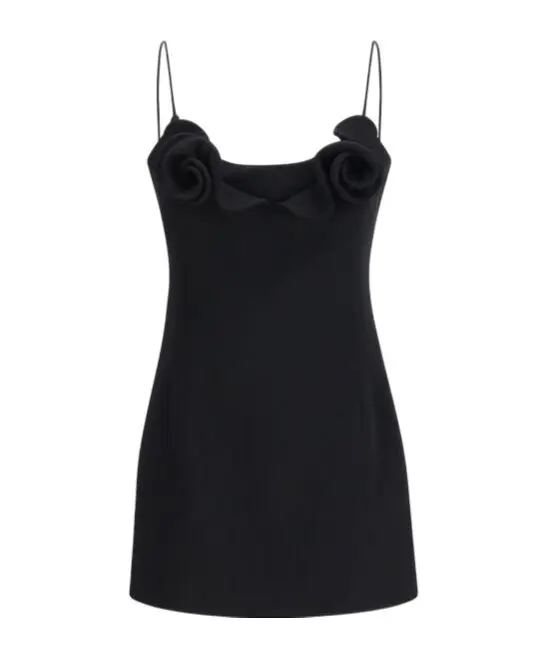 Magda Butrym Ruffled Neck Mini Dress - Black