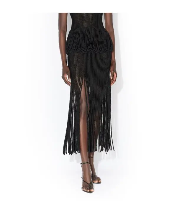 Alaïa Fringe Column Knitted Skirt