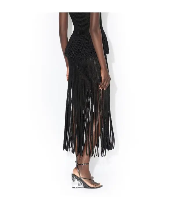 Alaïa Fringe Column Knitted Skirt