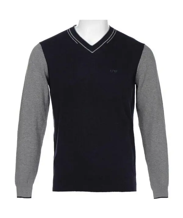Emporio Armani Logo V-neck Pullover - Black