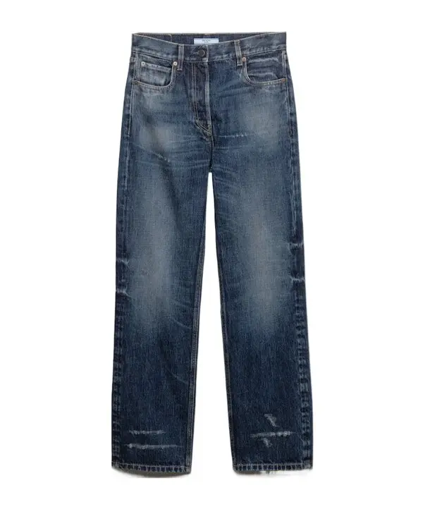 Prada Straight-leg Distressed Denim Jeans - Blue