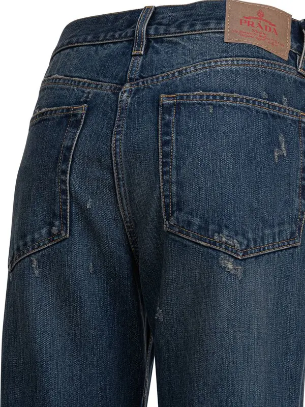 Prada Straight-leg Distressed Denim Jeans