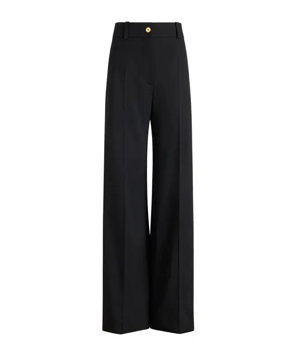 PATOU Tailored Flared Trousers With Gold-tone Buttons - Black