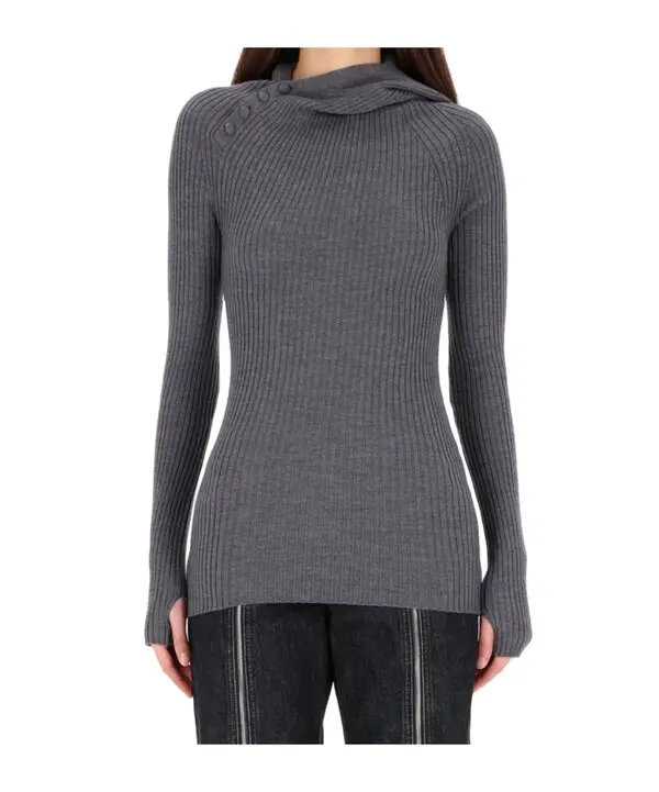 JEAN PAUL GAULTIER Ribbed Hooded Jumper - Gray