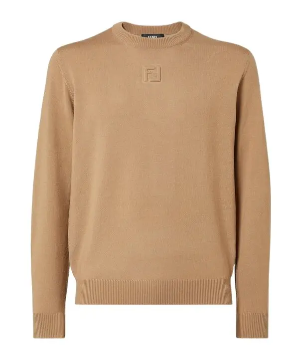 Fendi Crewneck Long Sleeve Knitted Jumper With Embossed Ff Logo