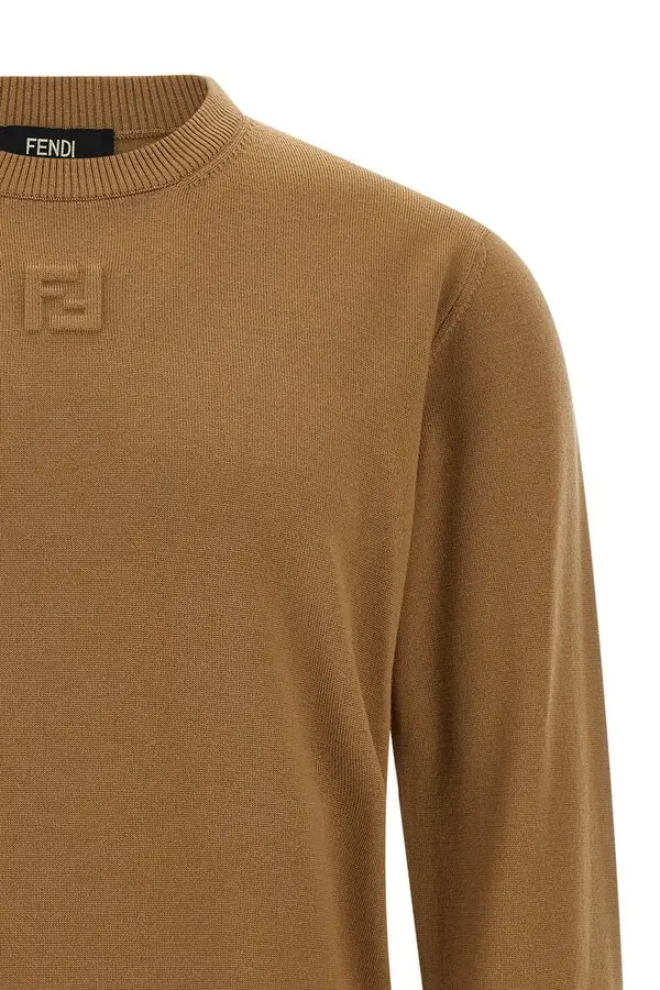 Fendi Crewneck Long Sleeve Knitted Jumper With Embossed Ff Logo