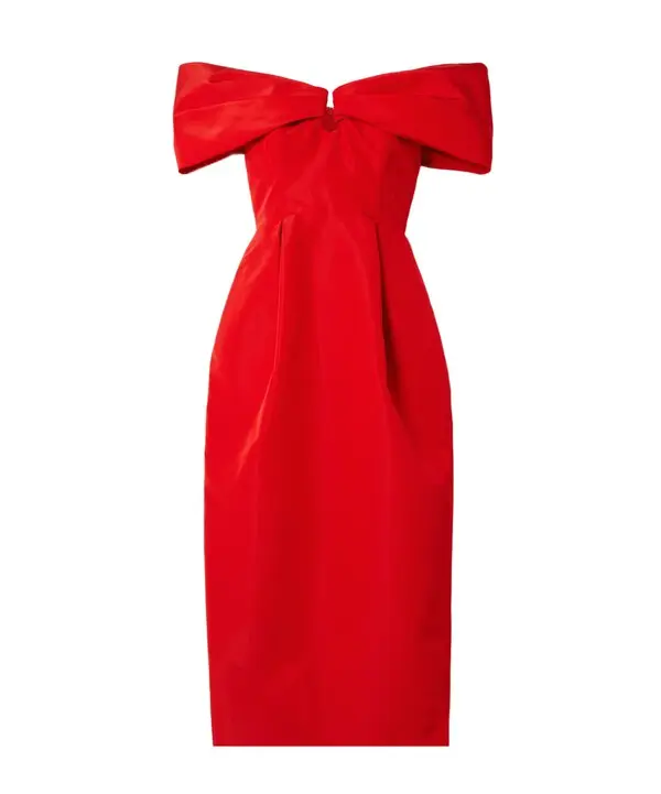 Carolina Herrera Off-the-shoulder Pleated Midi Dress