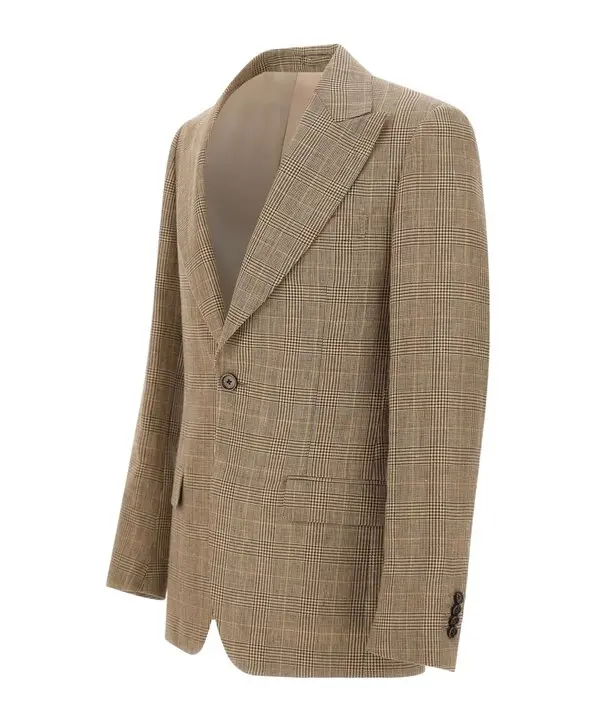 LARDINI Plaid Check Blazer Jacket - Brown