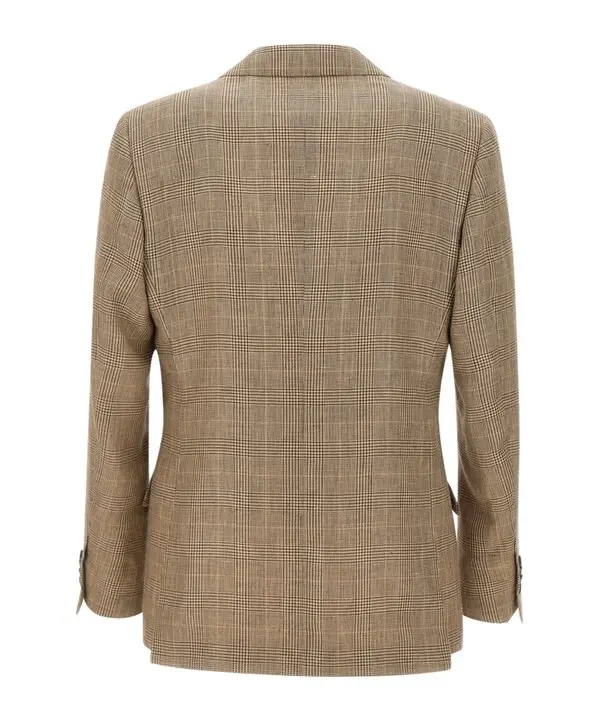 LARDINI Plaid Check Blazer Jacket - Brown