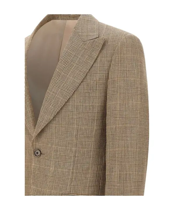 LARDINI Plaid Check Blazer Jacket - Brown
