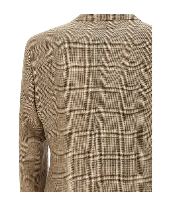 LARDINI Plaid Check Blazer Jacket - Brown
