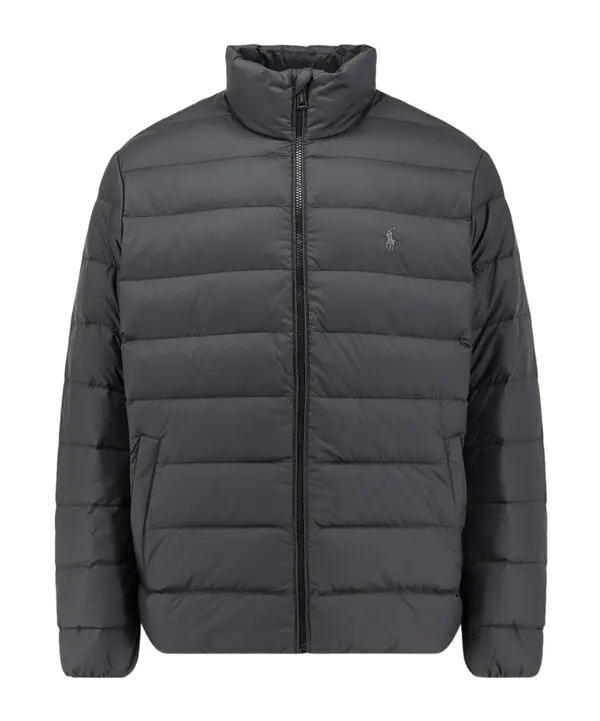 Polo Ralph Lauren Logo Embroidered Zip-up Puffer Jacket - Black