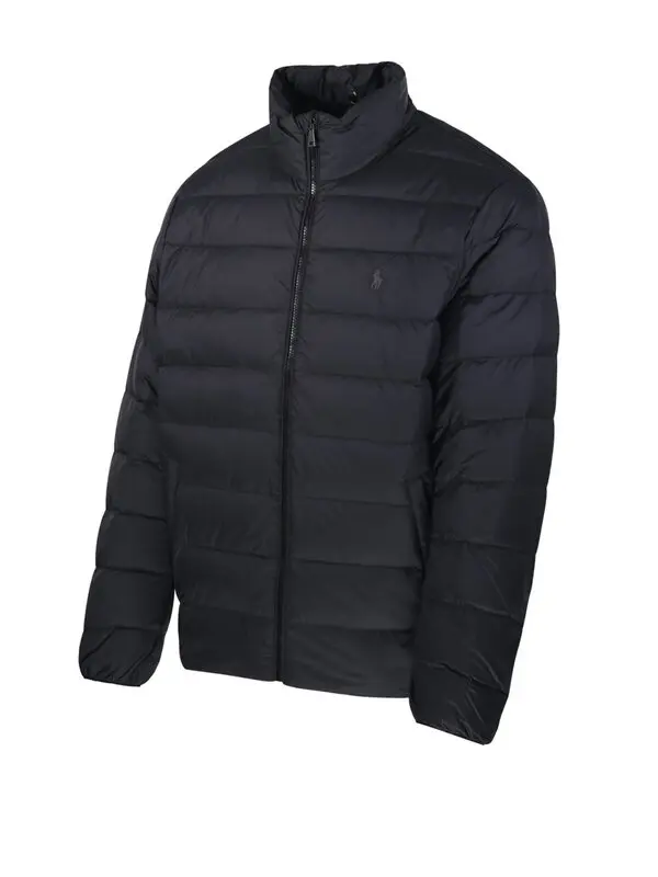 Polo Ralph Lauren Logo Embroidered Zip-up Puffer Jacket - Black