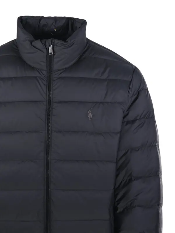 Polo Ralph Lauren Logo Embroidered Zip-up Puffer Jacket - Black