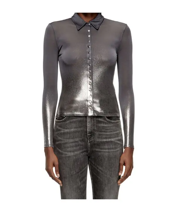 DIESEL® Slim Fit Buttoned Shirt With Metallic Accents
