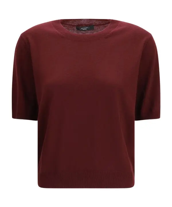 Max Mara Crew Neck Short-sleeved Knit Sweater - Brown