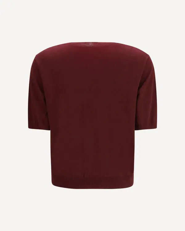 Max Mara Crew Neck Short-sleeved Knit Sweater - Brown