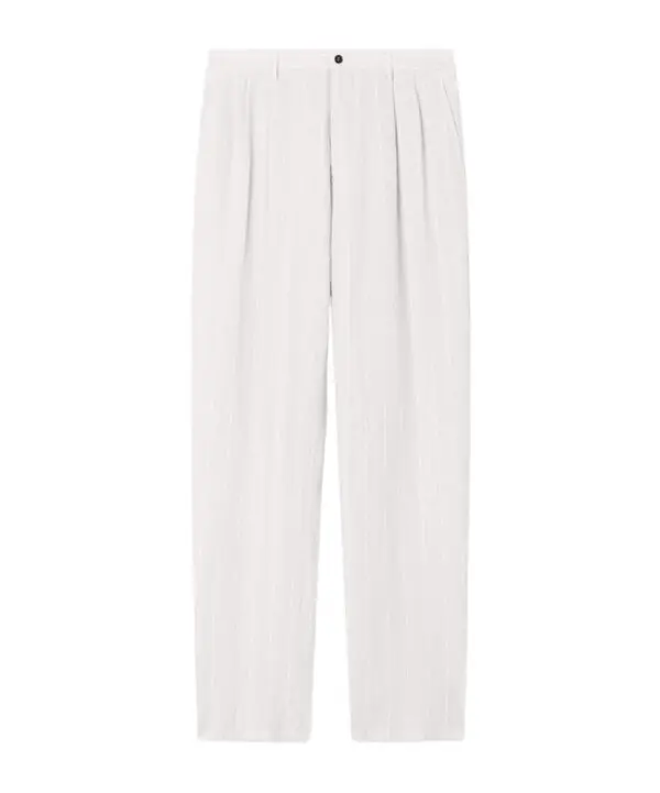 Giorgio Armani Pleated Pinstripe Wide-leg Trousers - White