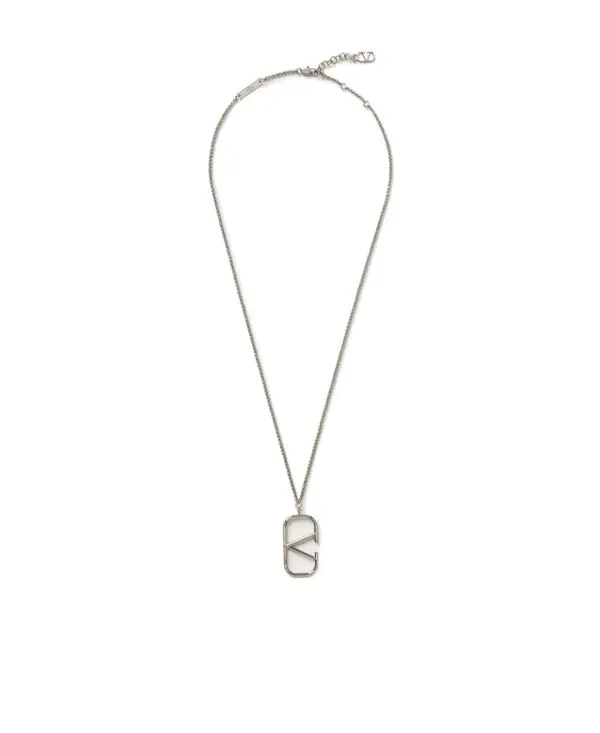 Valentino Garavani Vlogo Pendant Necklace - White
