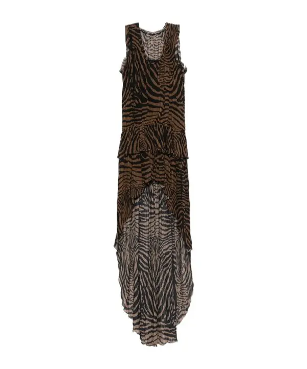 Blumarine Sleeveless High-low Zebra Print Dress - Black