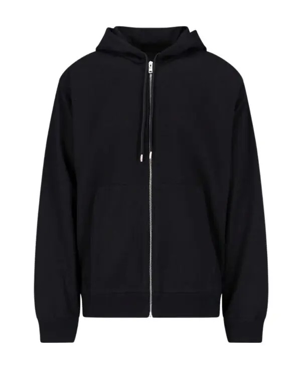Prada Zip-up Drawstring Hoodie With Back Logo