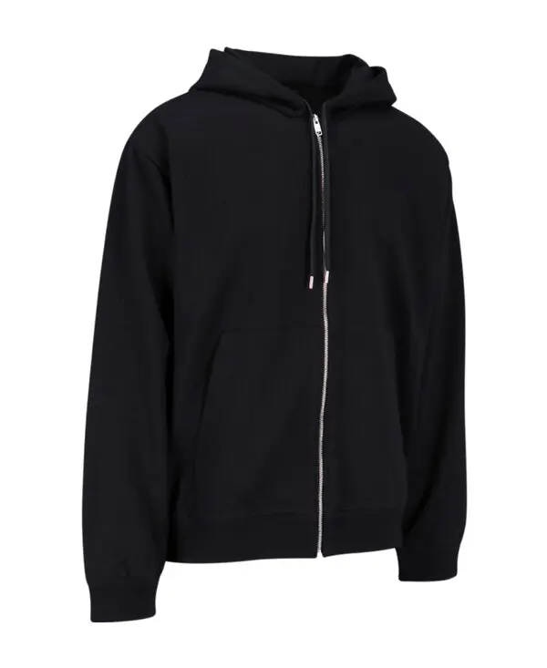 Prada Zip-up Drawstring Hoodie With Back Logo