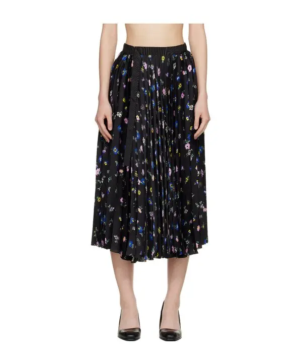 Sacai Pleated Floral Wrap Skirt