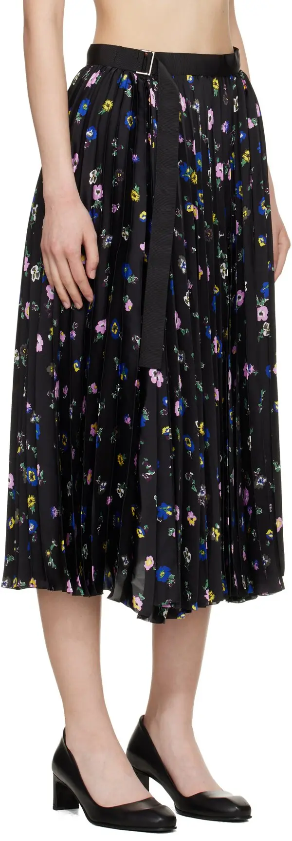 Sacai Pleated Floral Wrap Skirt