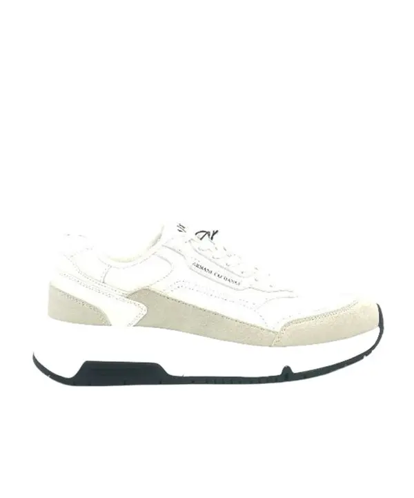 Armani Exchange Lace-up Low-top Casual Sneakers With Patchwork Design - White
