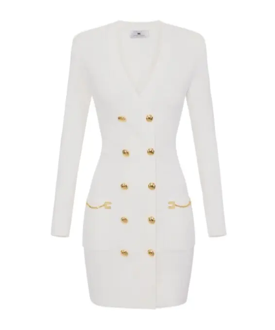 Elisabetta Franchi Double-breasted Mini Dress With Gold-tone Embellishments
