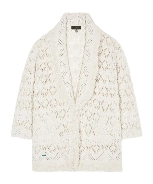Alanui Lagoon Romance Openwork Knit Cardigan - White