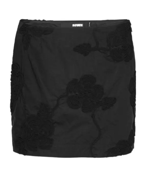 ROTATE BY BIRGER CHRISTENSEN Mini Skirt With 3d Floral Accents - Black