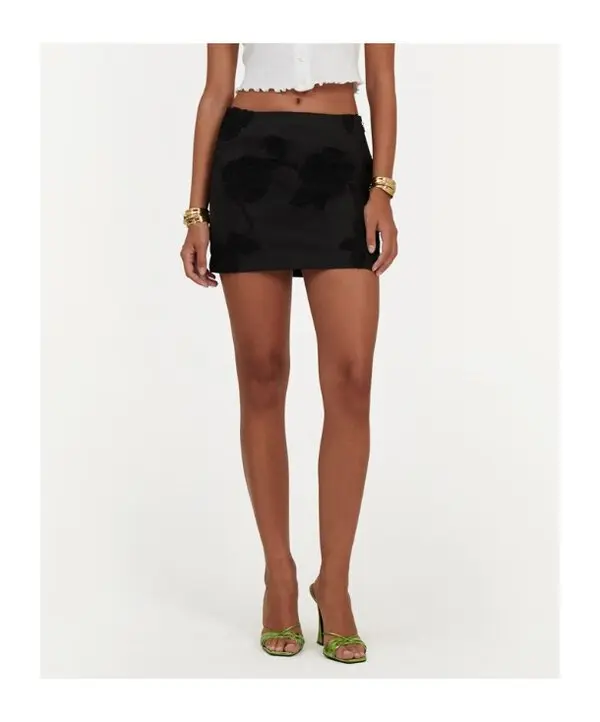 ROTATE BY BIRGER CHRISTENSEN Mini Skirt With 3d Floral Embellishments