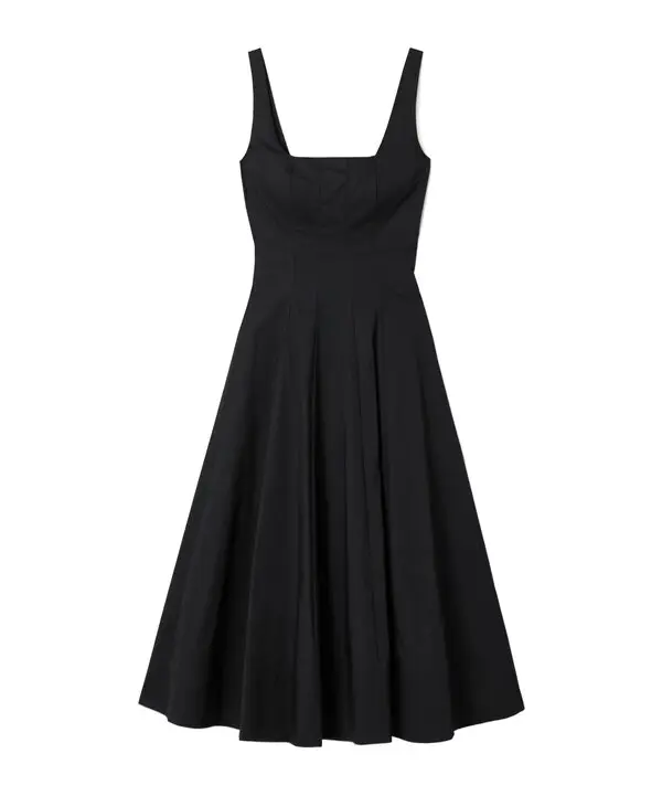 Staud Wells Pleated Midi Dress - Black