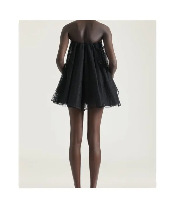 Givenchy Mini Bustier Dress In Lace With Cape