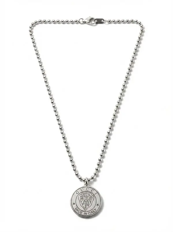 Gucci Crest Pendant Necklace - White