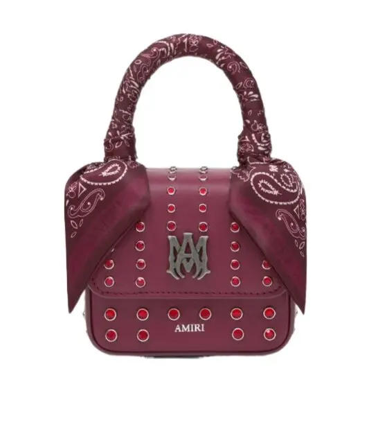 Amiri Studded Logo Mini Bag - Aged Port