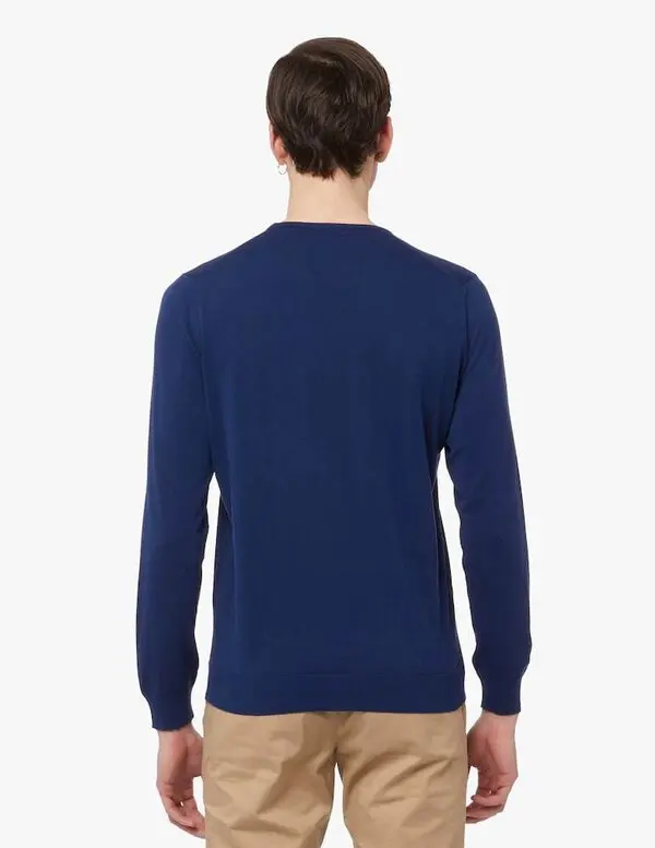DRUMOHR Crew Neck Ribbed Long Sleeve Pullover - Blue