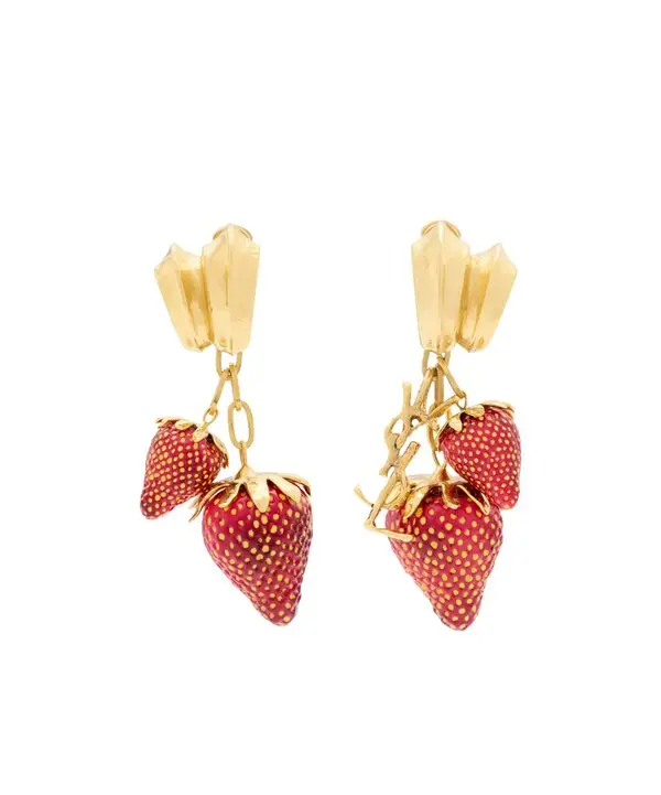 Saint Laurent Cassandre Strawberry Earrings - Yellow