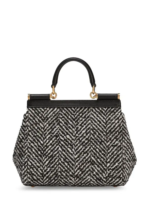 Dolce & Gabbana Sicily Medium Chevron Handbag - Black