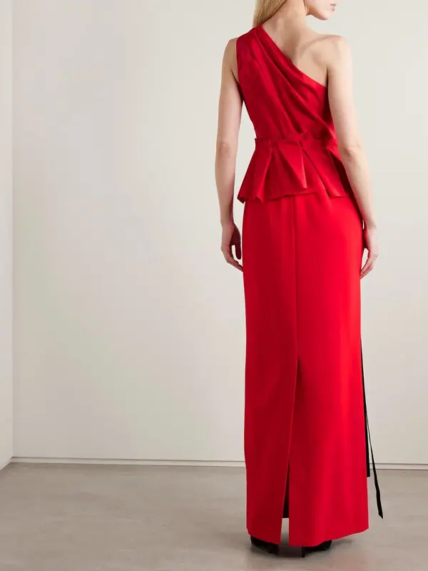 Carolina Herrera One-shoulder Ruffled Crepe Gown