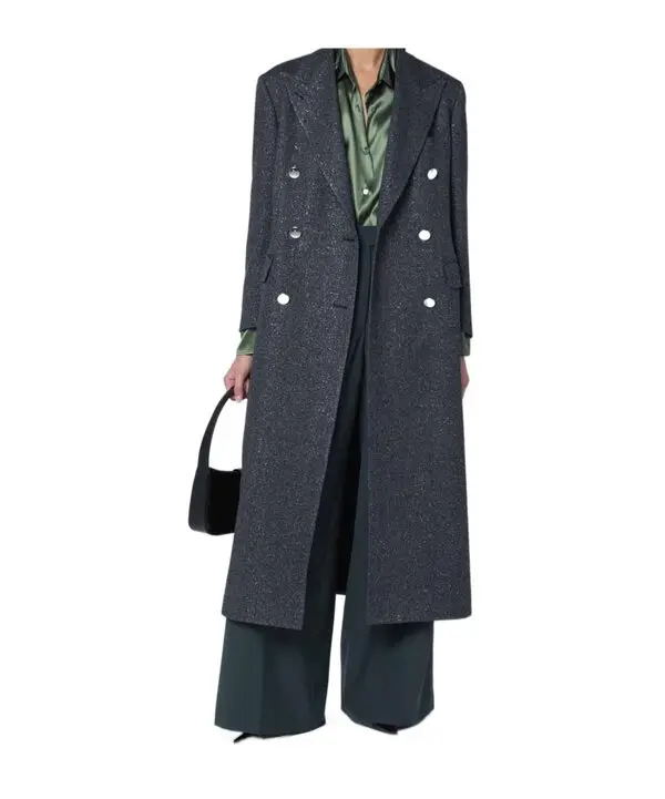 Tagliatore Double-breasted Herringbone Coat - Black