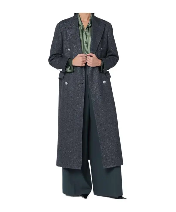 Tagliatore Double-breasted Herringbone Coat - Black