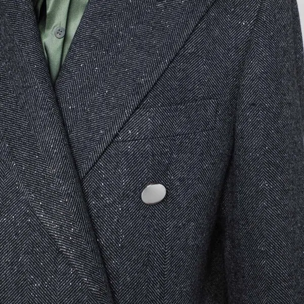 Tagliatore Double-breasted Herringbone Coat - Black