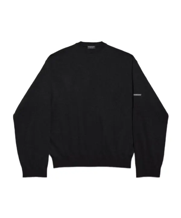 Balenciaga Logo Plaque Knitted Jumper - Black